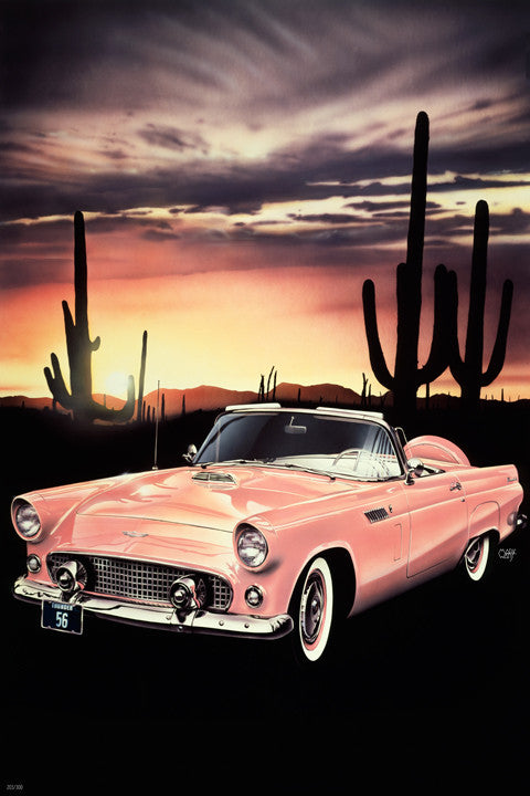 1956 Ford Thunderbird Convertible in Sunset Coral color starts the day ...