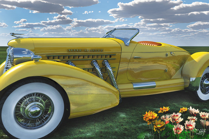 1939 Alburn Speedster Car with reflection of Pebble Beach Golf Cource ...